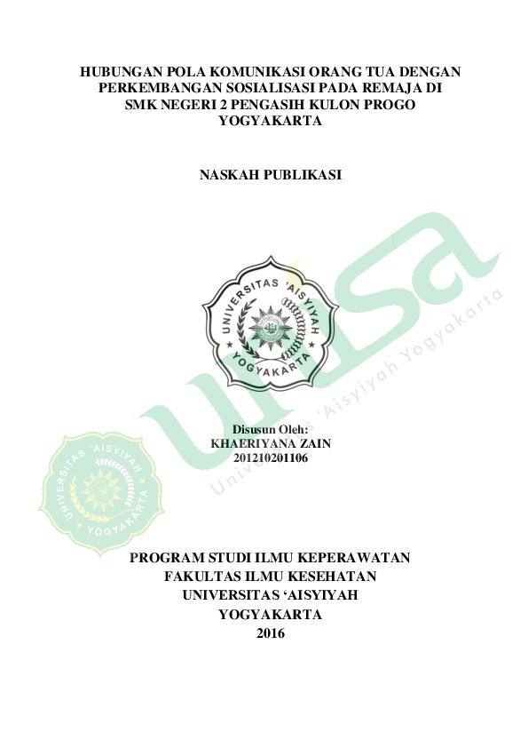 (PDF) Hubungan Pola Komunikasi Orang Tua Dengan Perkembangan Sosialisasi Pada Remaja DI SMK ...
