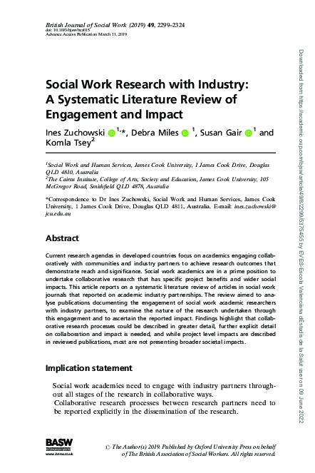 (PDF) Social Work Research with Industry: A Systematic Literature ...