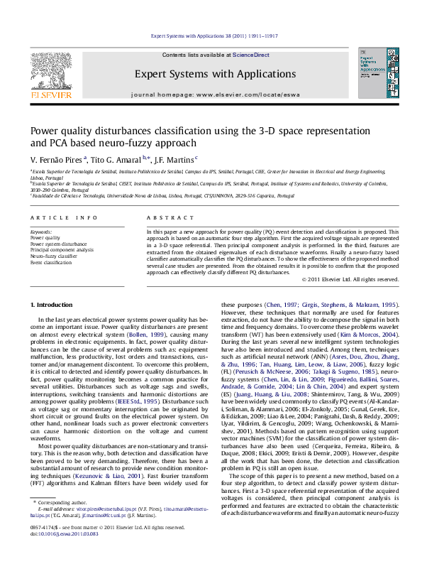 Pdf Power Quality Disturbances Classification Using The 3 D Space