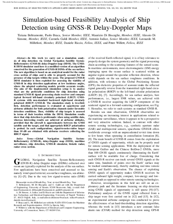 Pdf Simulation Based Feasibility Analysis Of Ship Detection Using Gnss R Delay Doppler Maps