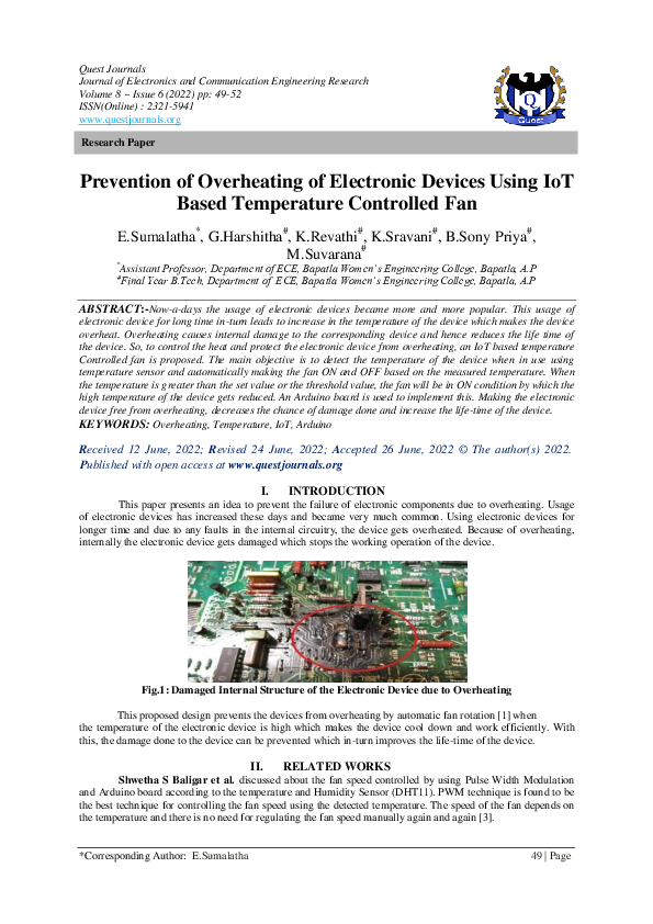 (PDF) Prevention of Overheating of Electronic Devices Using IoT Based ...