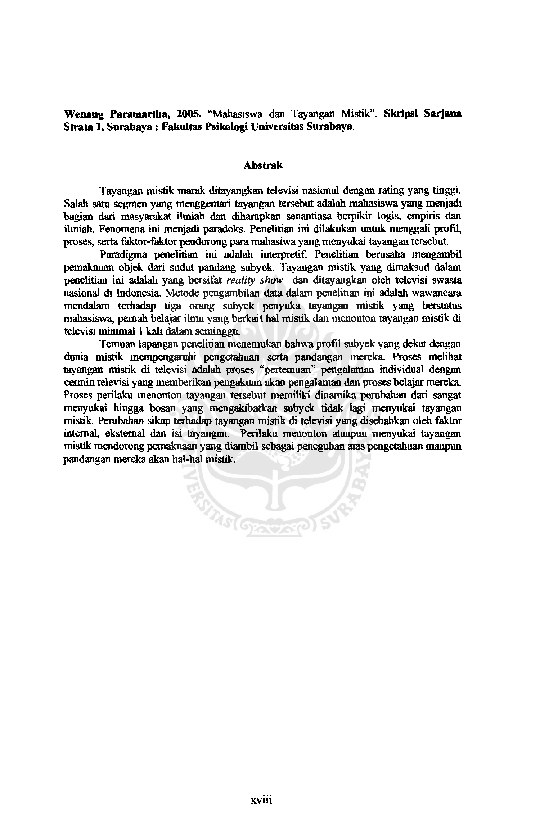 (PDF) Mahasiswa dan Tayangan Mistik