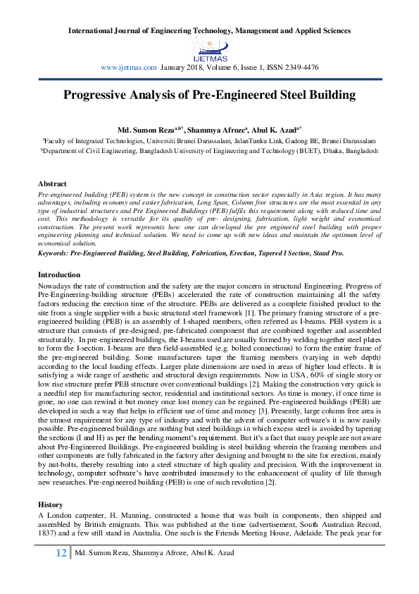 (PDF) 2 Md. Progressive Analysis of Pre-Engineered Steel Building