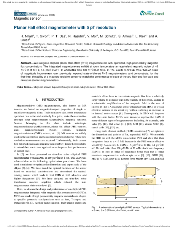 (PDF) Planar Hall Effect Magnetometer With 5 pT Resolution
