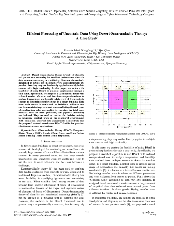 (PDF) Efficient Processing of Uncertain Data Using Dezert-Smarandache Theory: A Case Study
