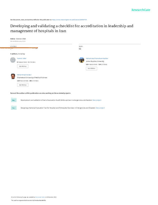 (PDF) Developing and validating a checklist for accreditation in ...