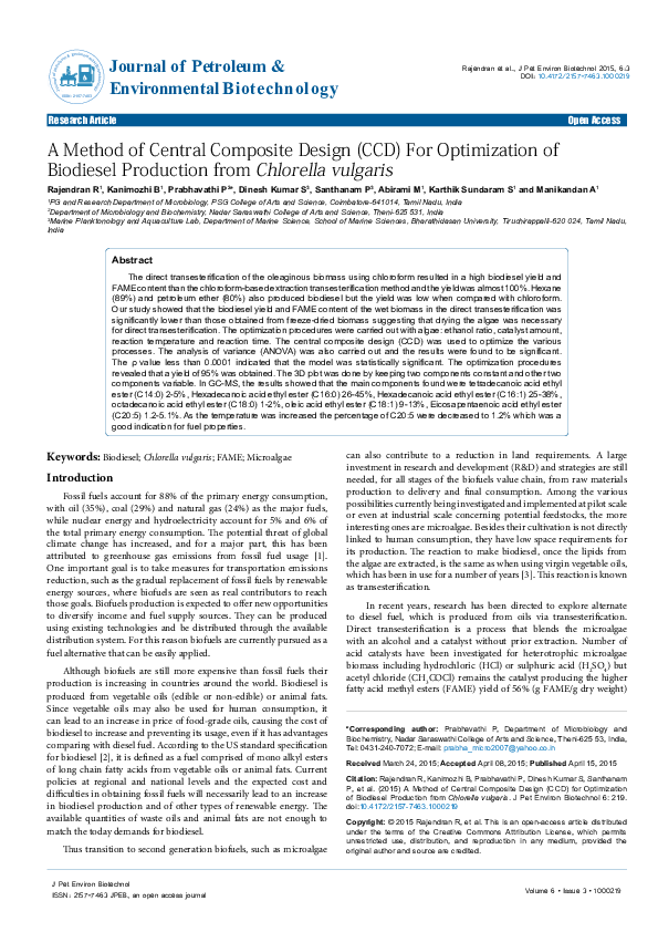 (PDF) A Method of Central Composite Design (CCD) For Optimization of ...