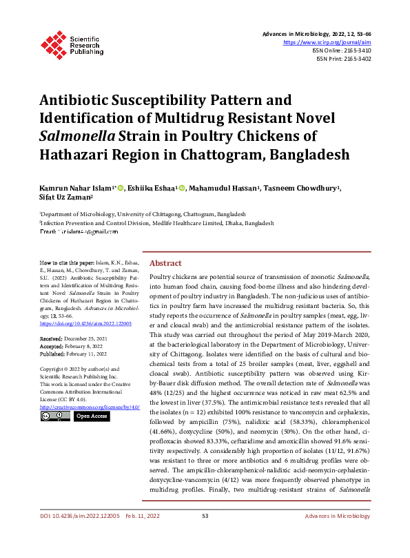 (PDF) Antibiotic Susceptibility Pattern and Identification of Multidrug Resistant Novel ...