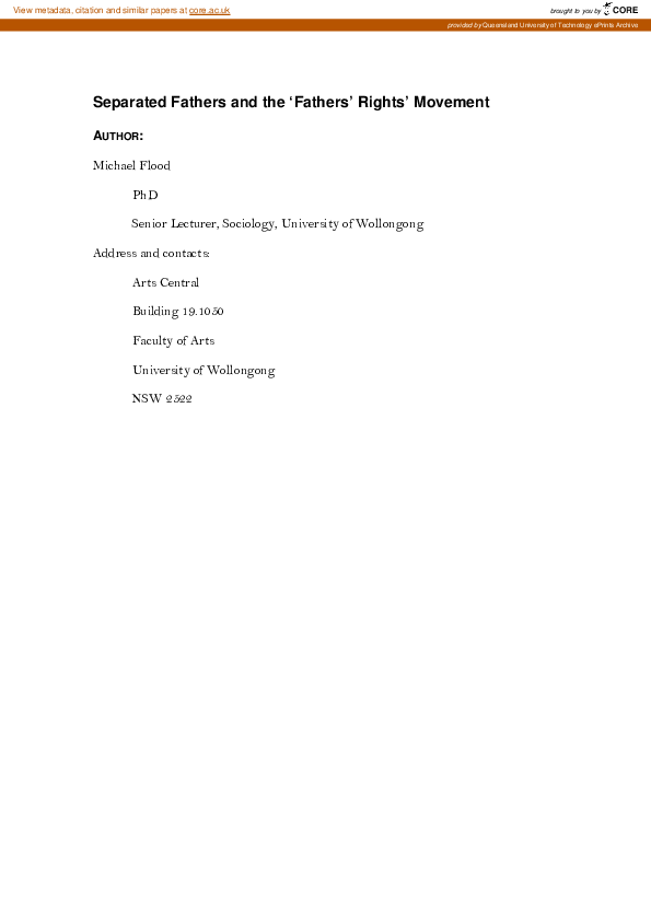 (PDF) Separated Fathers and the ‘Fathers’ Rights' Movement