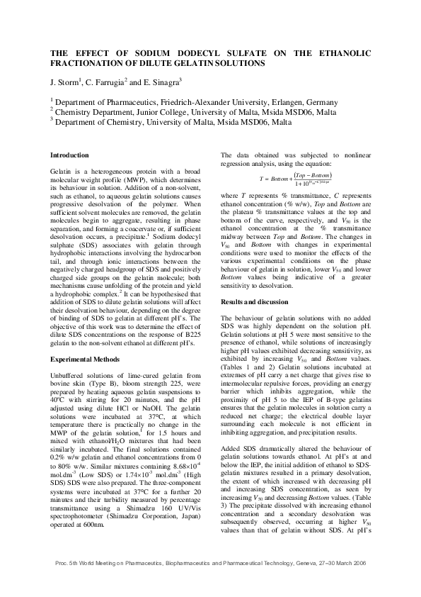 (PDF) The effect of Sodium Dodecyl Sulfate on the ethanolic ...
