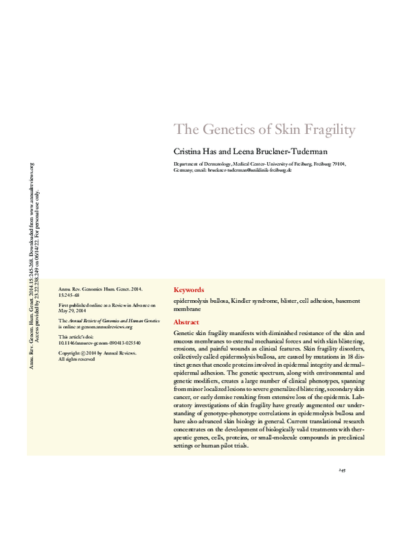 (PDF) The genetics of skin fragility