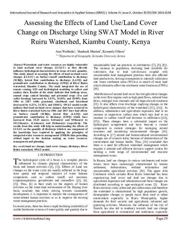 (PDF) Assessing the Effects of Land Use/Land Cover Change on Discharge ...