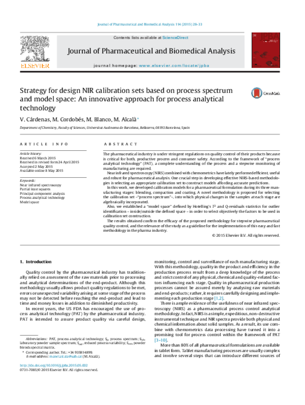 (PDF) Strategy for design NIR calibration sets based on process ...