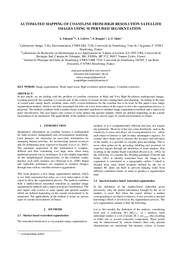 Automated Mapping Of Coastline From High Resolution Satellite Images Using Supervised Segmentation