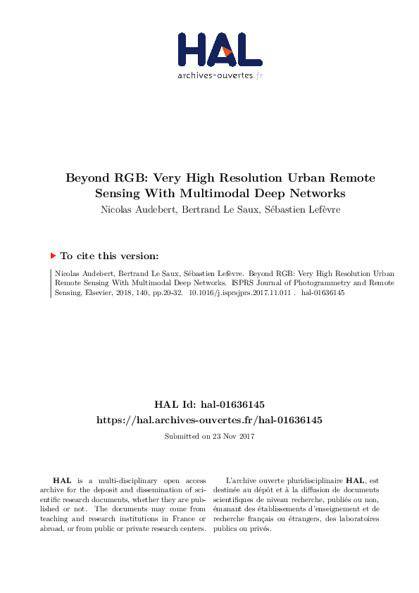 (PDF) Beyond RGB: Very high resolution urban remote sensing with ...