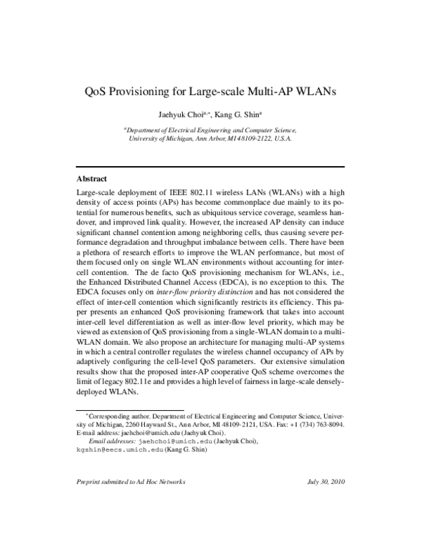 (PDF) QoS provisioning for large-scale multi-ap WLANs