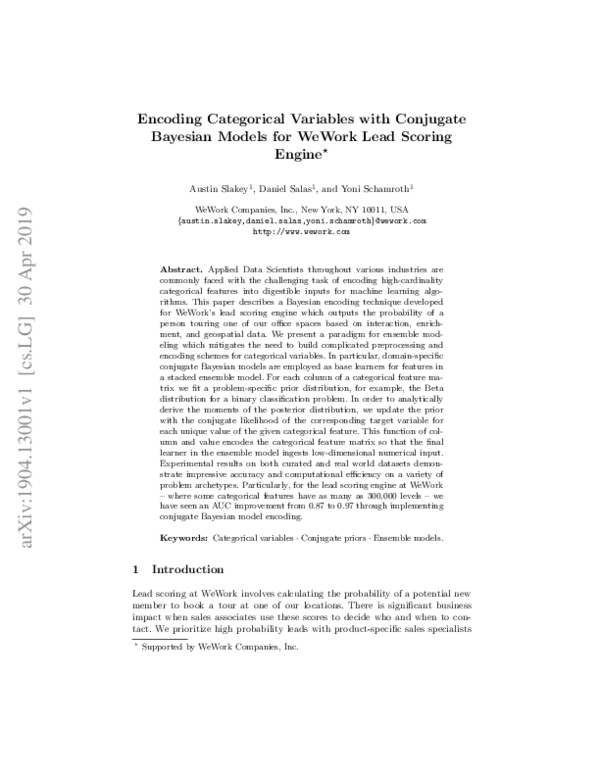 Pdf Encoding Categorical Variables With Conjugate Bayesian Models For
