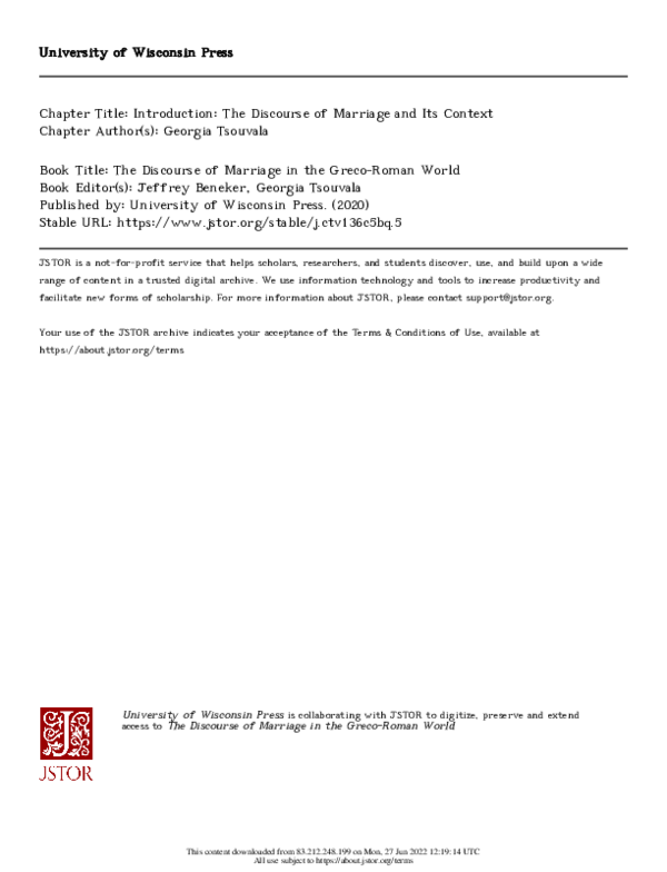 (PDF) Introduction: The Discourse of Marriage and Its Context