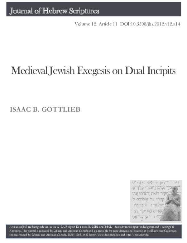(PDF) Medieval Jewish Exegesis on Dual Incipits