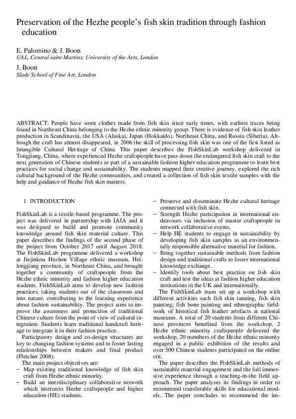 (PDF) Preservation of Hezhen Fish Leather tradition through Fashion ...