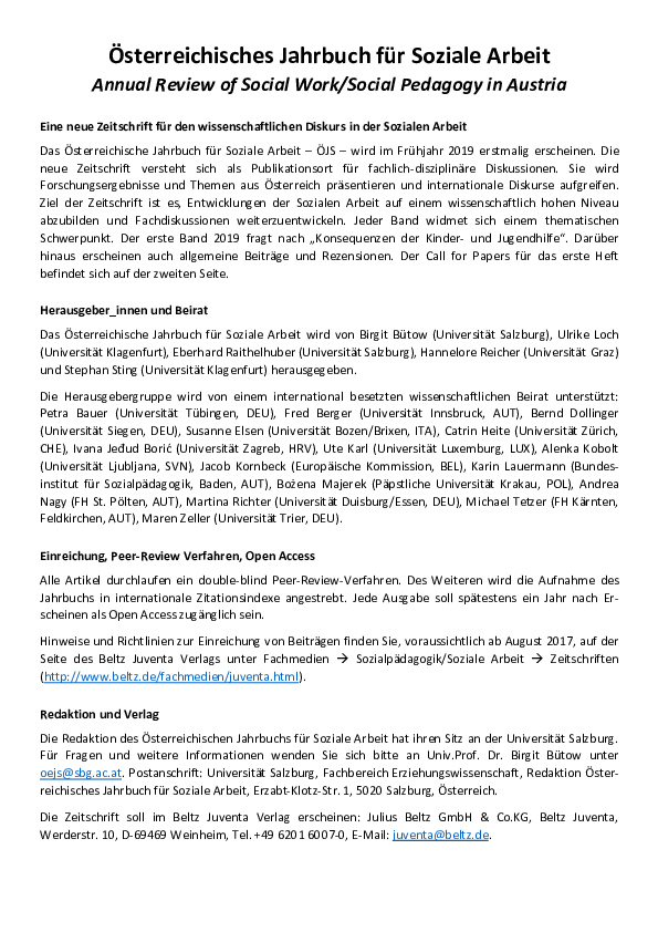 (PDF) Österreichisches Jahrbuch für Soziale Arbeit: Annual review of social work and social ...