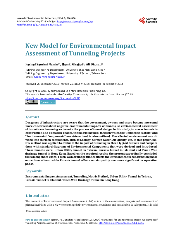 (PDF) New Model for Environmental Impact Assessment of Tunneling Projects