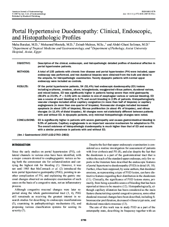 (PDF) Portal hypertensive duodenopathy: clinical, endoscopic, and ...