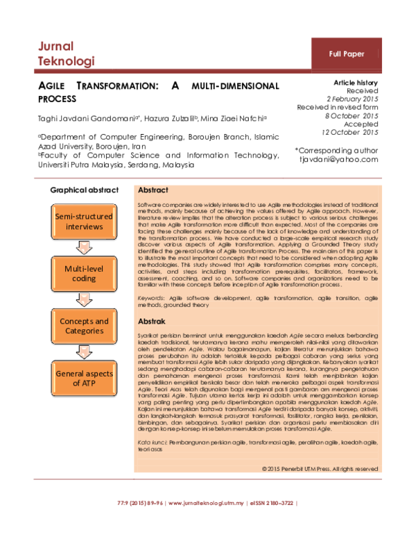 (PDF) Agile Transformation: A Multi-Dimensional Process