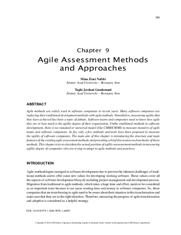 (PDF) Agile Assessment Methods and Approaches