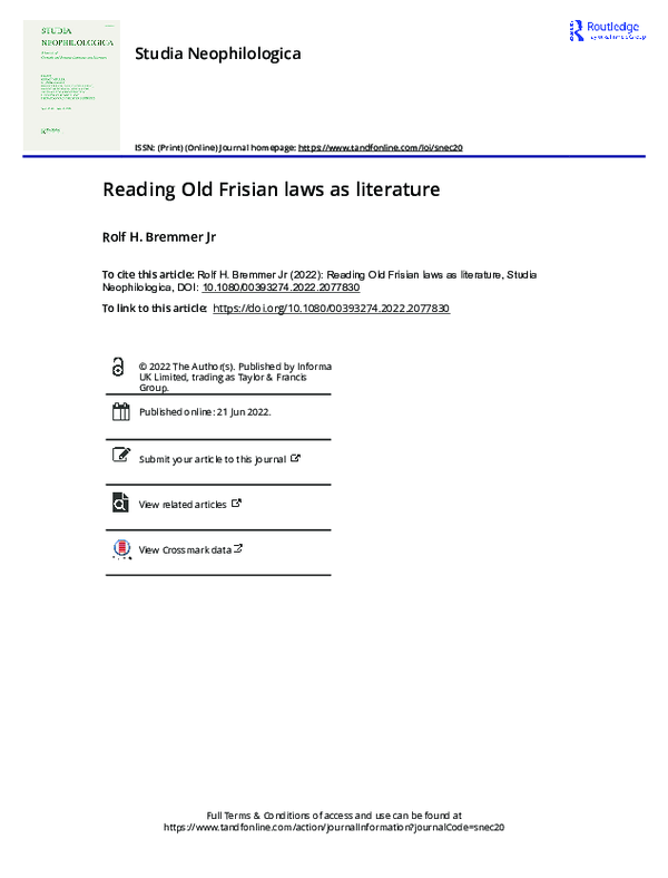 (PDF) Reading Old Frisian laws as literature