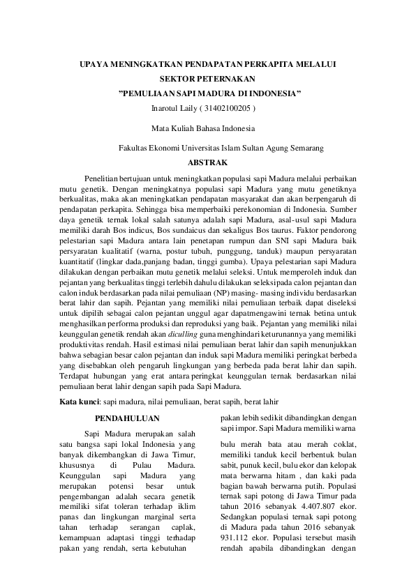 (PDF) UPAYA MENINGKATKAN PENDAPATAN PERKAPITA MELALUI SEKTOR PETERNAKAN ...