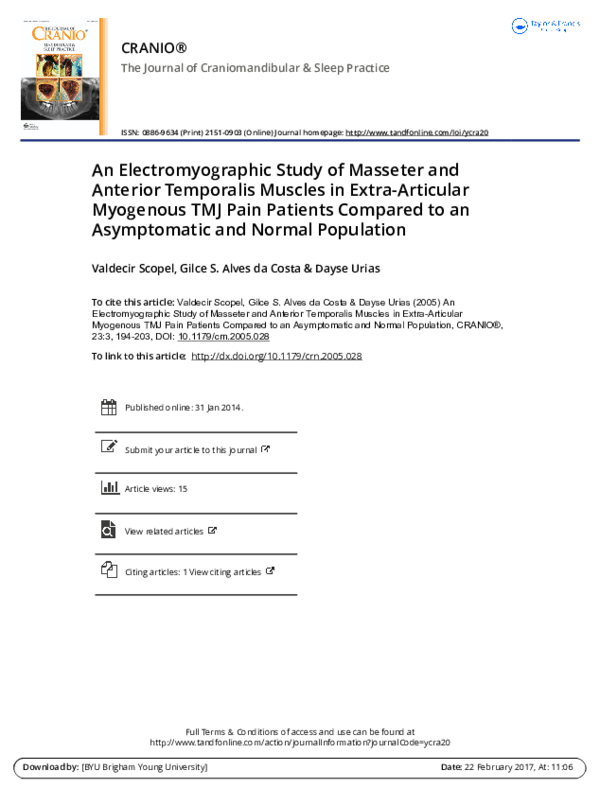 (PDF) An electromyographic study of masseter and anterior temporalis ...