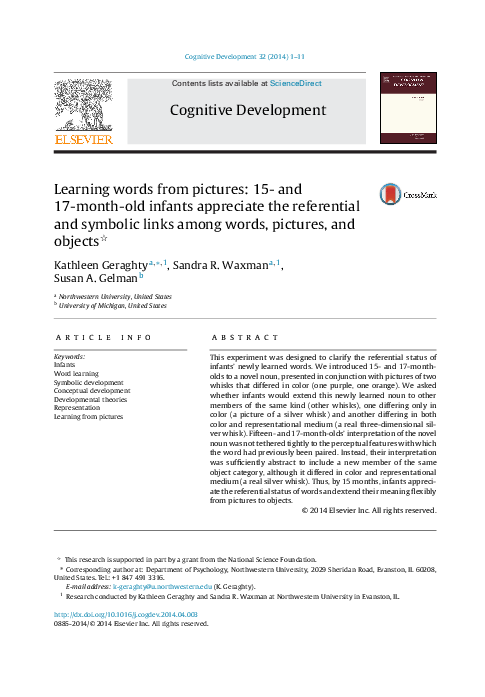 (PDF) Learning words from pictures: 15- and 17-month-old infants ...