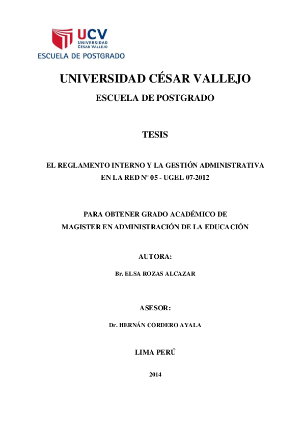 (PDF) El reglamento interno y la gestión administrativa en la RED No ...