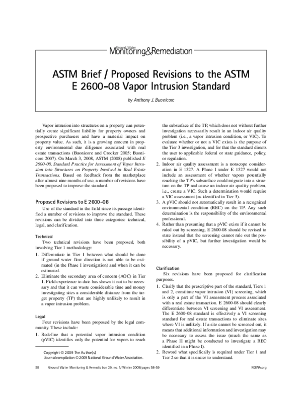 (PDF) ASTM Brief / Proposed Revisions to the ASTM E 2600-08 Vapor ...