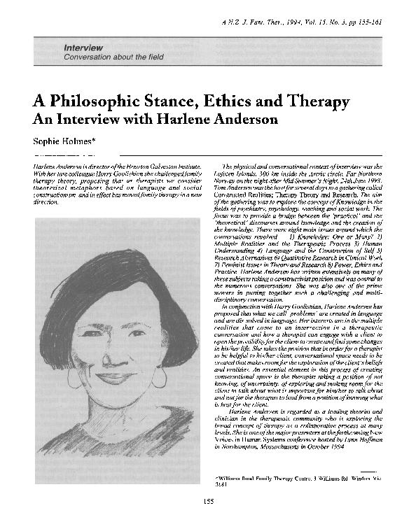 (PDF) A Philosophic Stance, Ethics and Therapy An Interview with ...