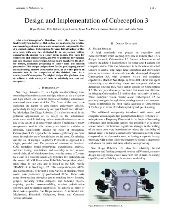 (PDF) Design and Implementation of Cubeception 3 | Patrick Paxson ...