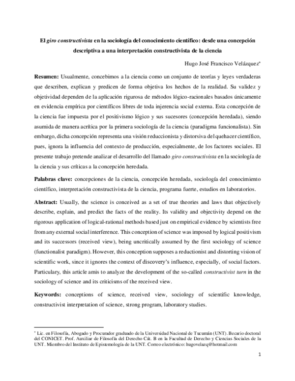 (PDF) El giro constructivista en la sociología del conocimiento ...