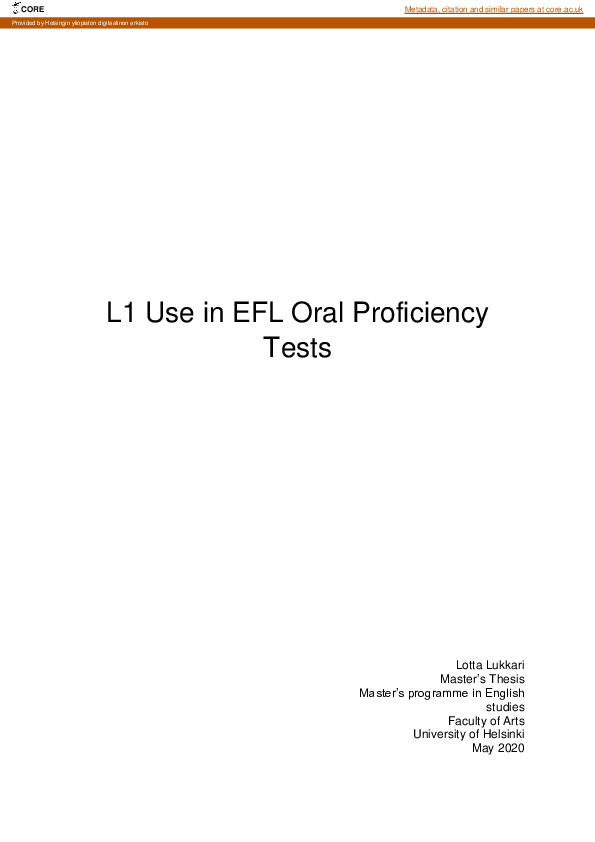 (PDF) L1 Use in EFL Oral Proficiency Tests