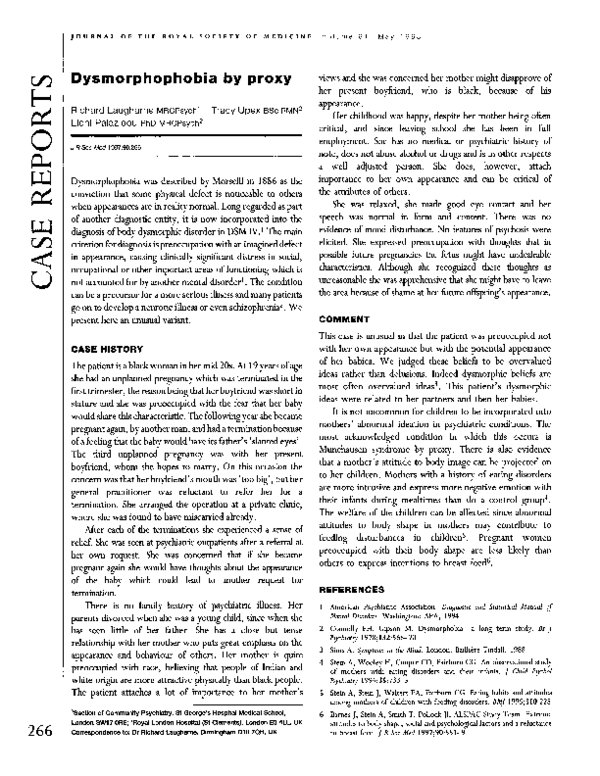 (PDF) Dysmorphophobia by proxy | Eleni Palazidou - Academia.edu