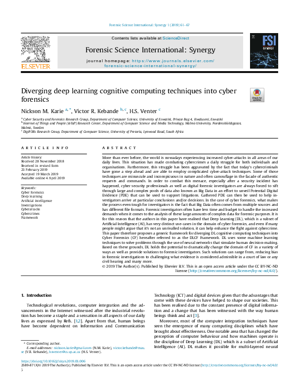 (PDF) Diverging deep learning cognitive computing techniques into cyber ...