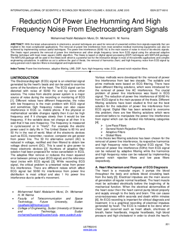 (PDF) Reduction Of Power Line Humming And High Frequency Noise From ...