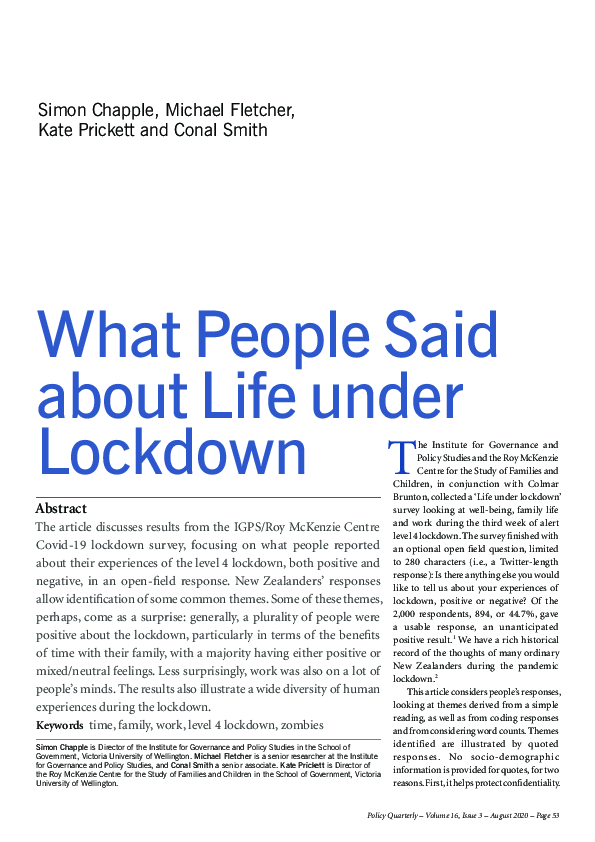 (PDF) What People Said about Life under Lockdown