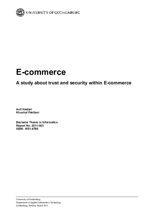 (PDF) E-commerce - A study about trust and security within E-commerce