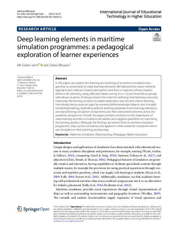 (PDF) Deep learning elements in maritime simulation programmes: a pedagogical exploration of ...