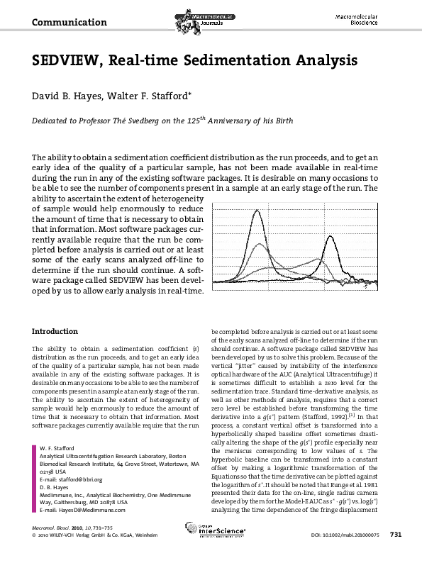 (PDF) SEDVIEW, Real-time Sedimentation Analysis