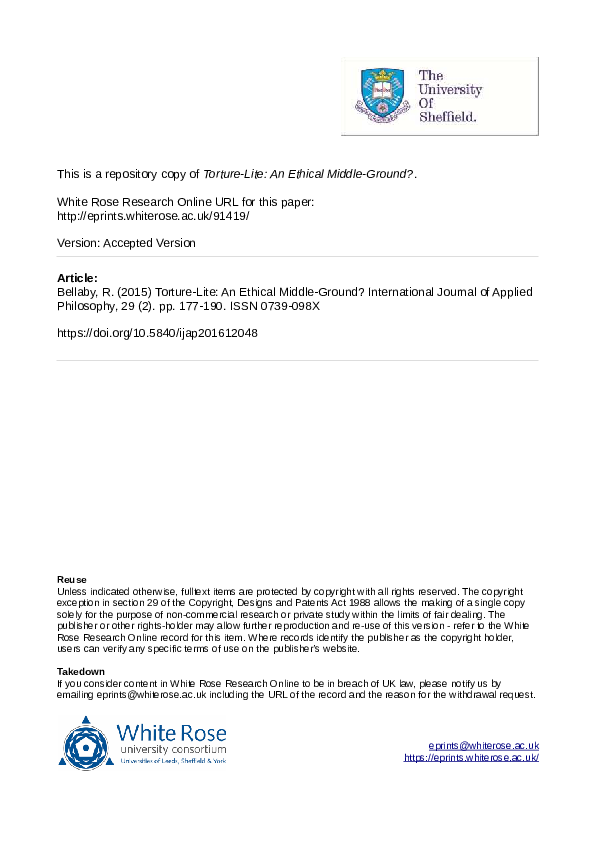 (PDF) The Ethics of Torture-Lite in advance