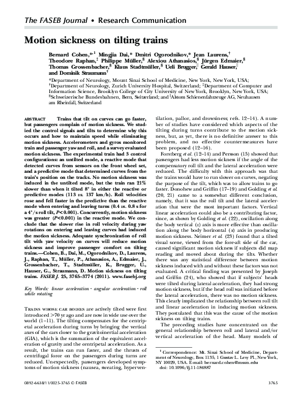 (PDF) Motion sickness on tilting trains