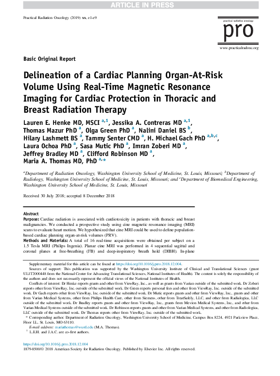 (PDF) Delineation of a Cardiac Planning Organ-At-Risk Volume Using Real ...