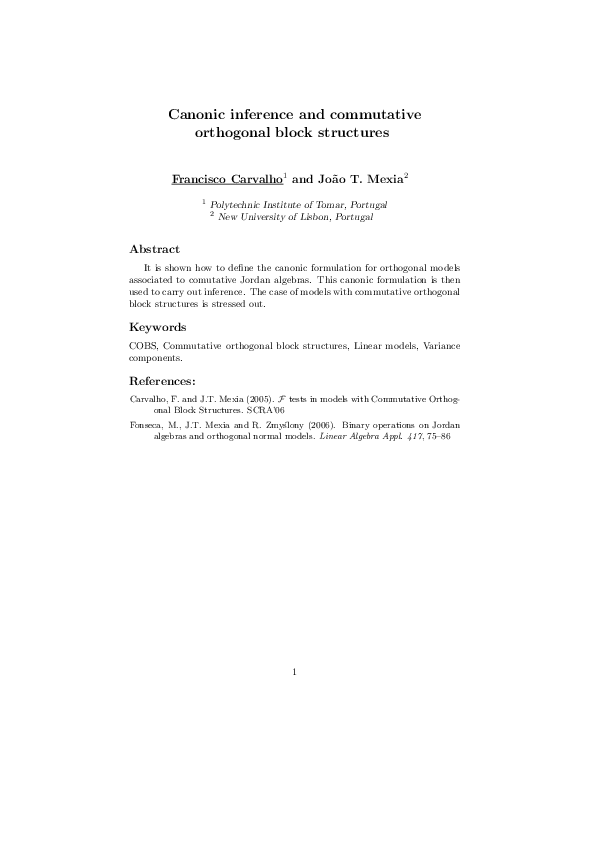 (PDF) Canonic inference and commutative orthogonal block structure | Francisco Carvalho ...